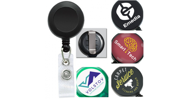 Custom black badge reels 100-pack